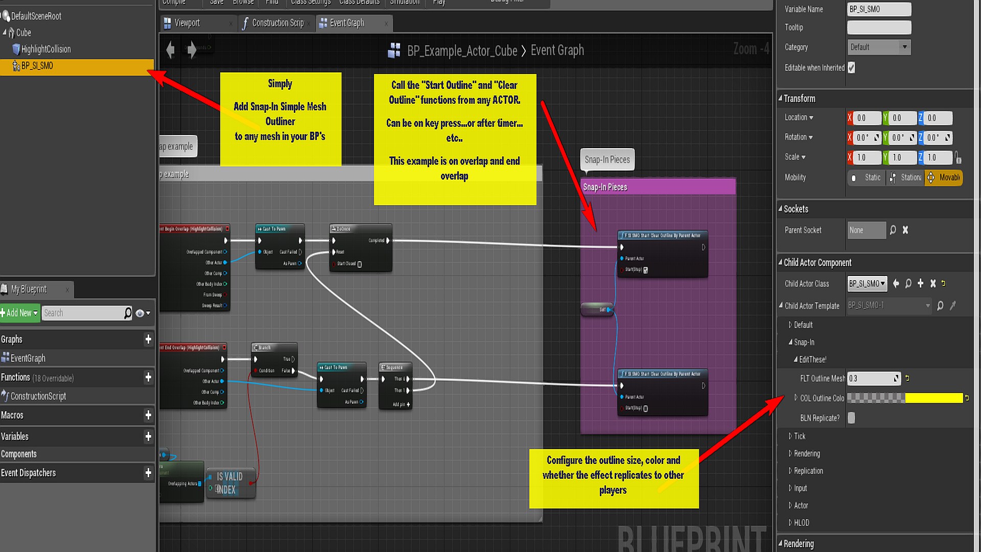 Snap In Simple Mesh Outliner in Blueprints - UE Marketplace