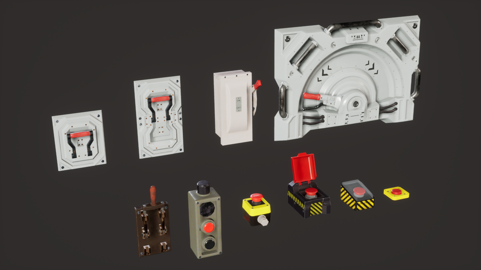 Buttons&Levers props (10 pcs, animated) in Props - UE Marketplace