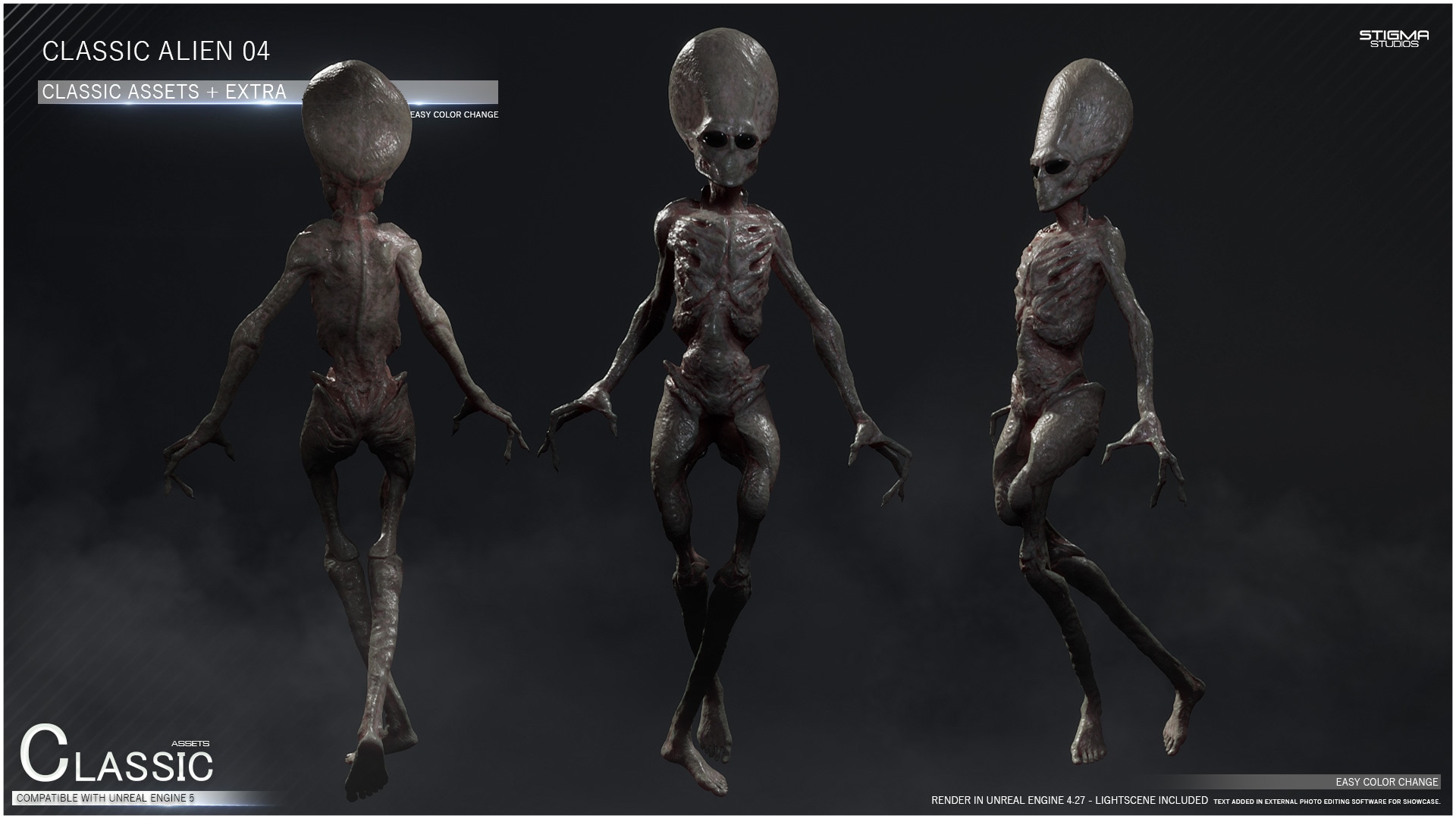 Grey Alien 04 - Classic Assets + Extra in Characters - UE Marketplace