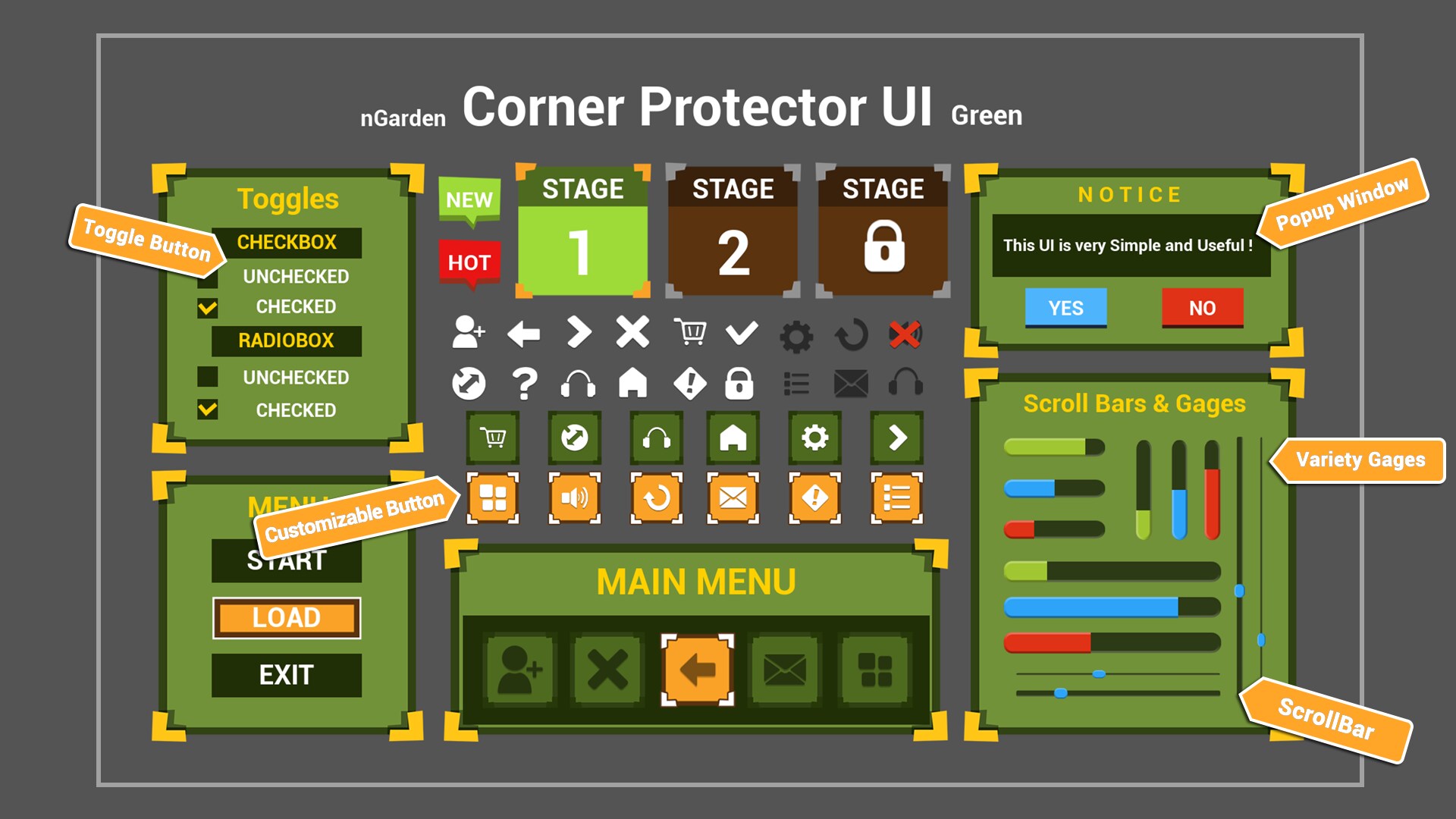 nGarden Corner Protector UI in 2D Assets - UE Marketplace