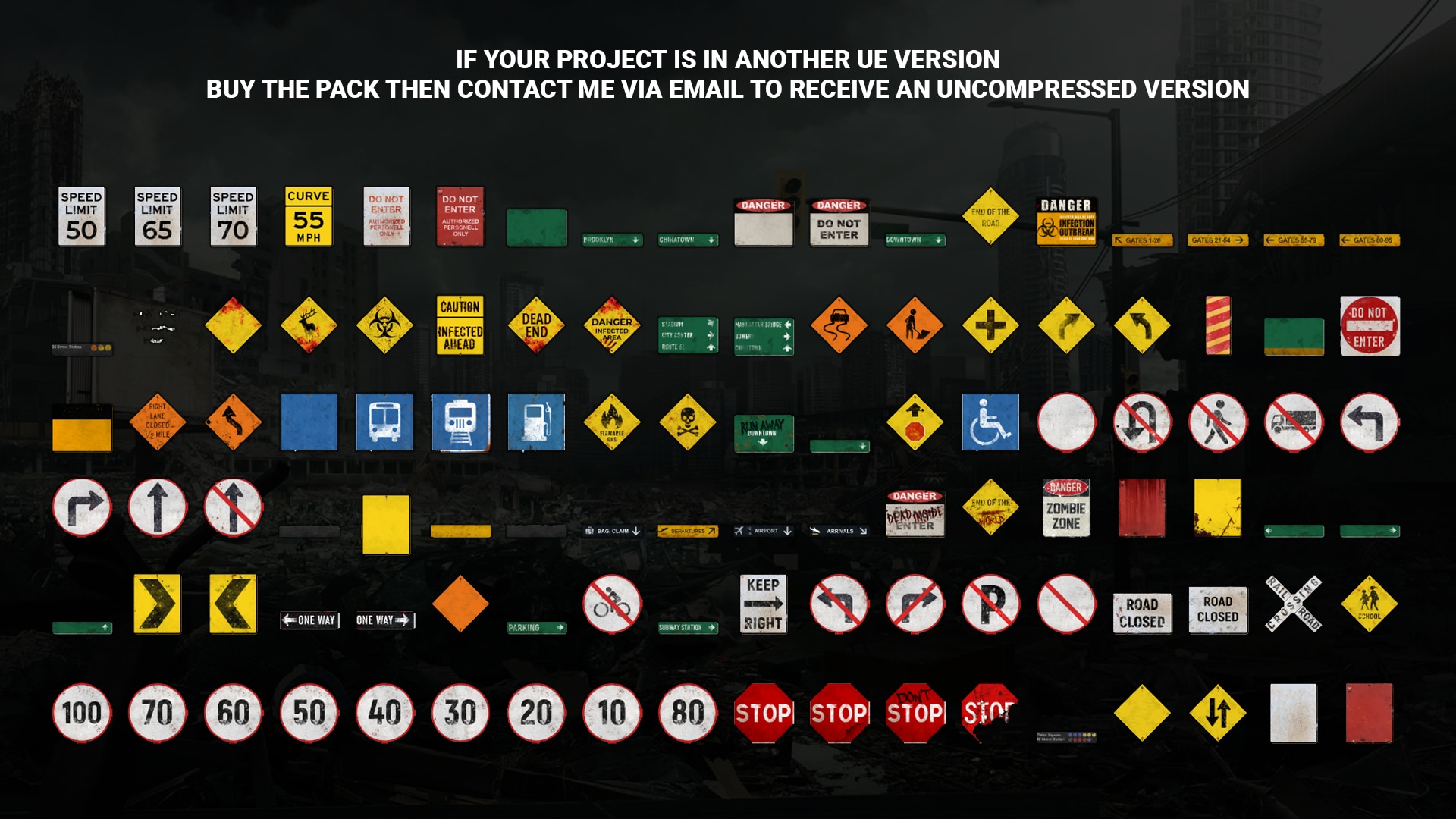 SURVIVAL GAME TRAFFIC SIGNS (TEXTURE PACK) in 2D Assets - UE Marketplace