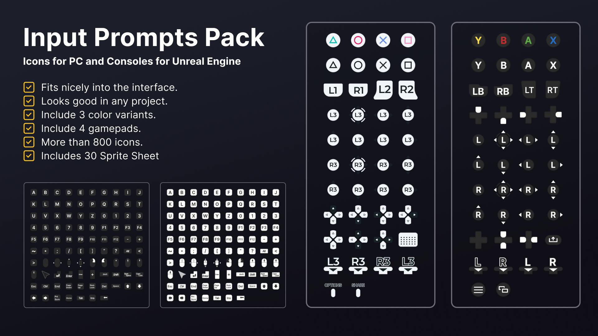Input Prompts Pack 800 Icons For Pc And Consoles In 2d Assets Ue Marketplace