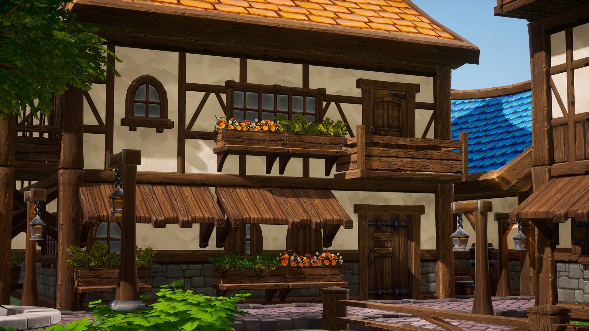 在环境创建的stylized Modular Buildings System 虚幻引擎商城