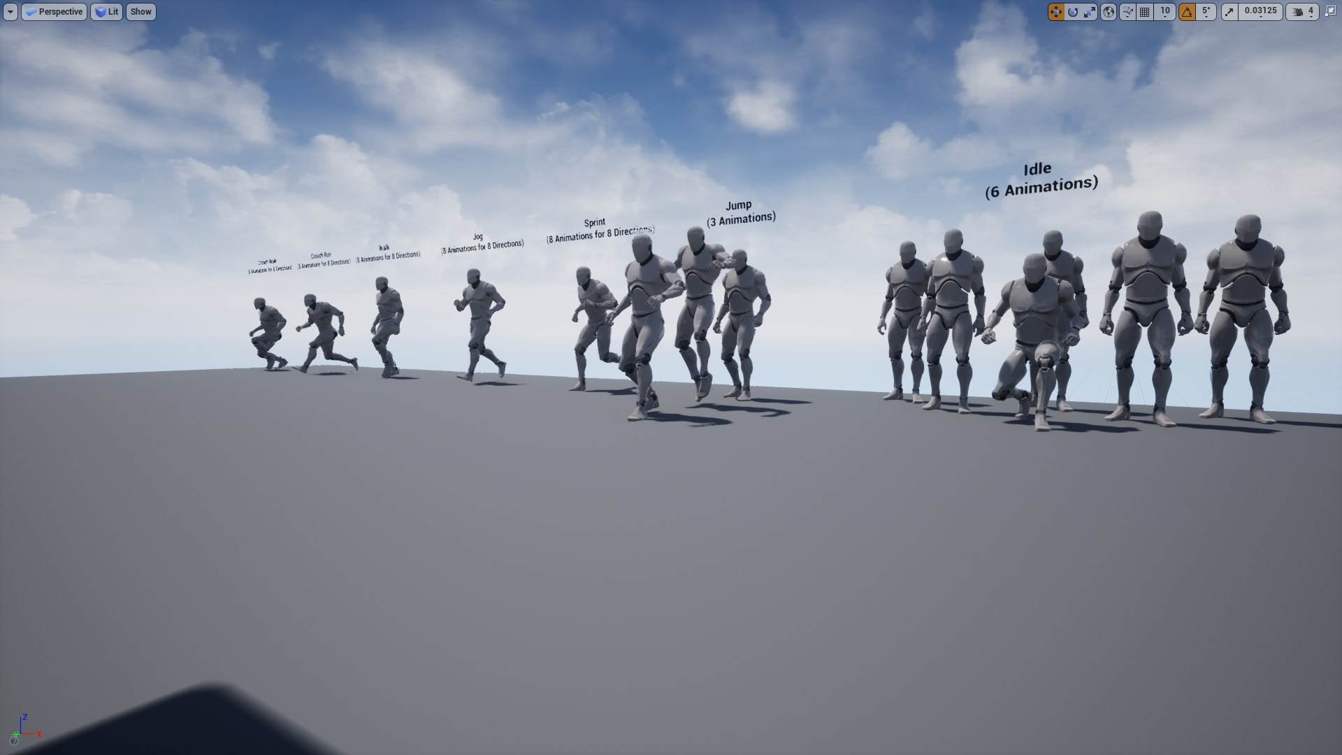 Third Person 8 Directional Movement Anim Pack in Characters - UE ...