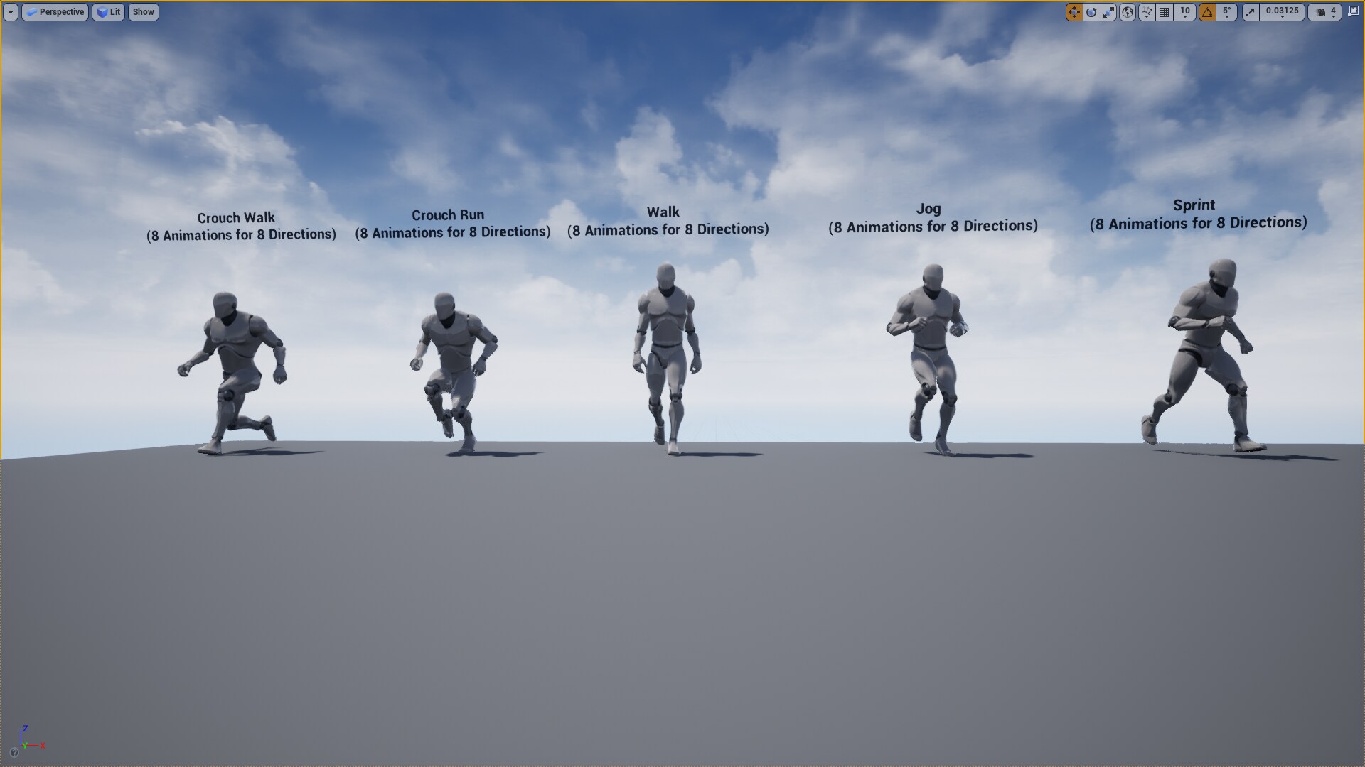 Basic 8 Directional Movement Animation Pack in Characters - UE Marketplace