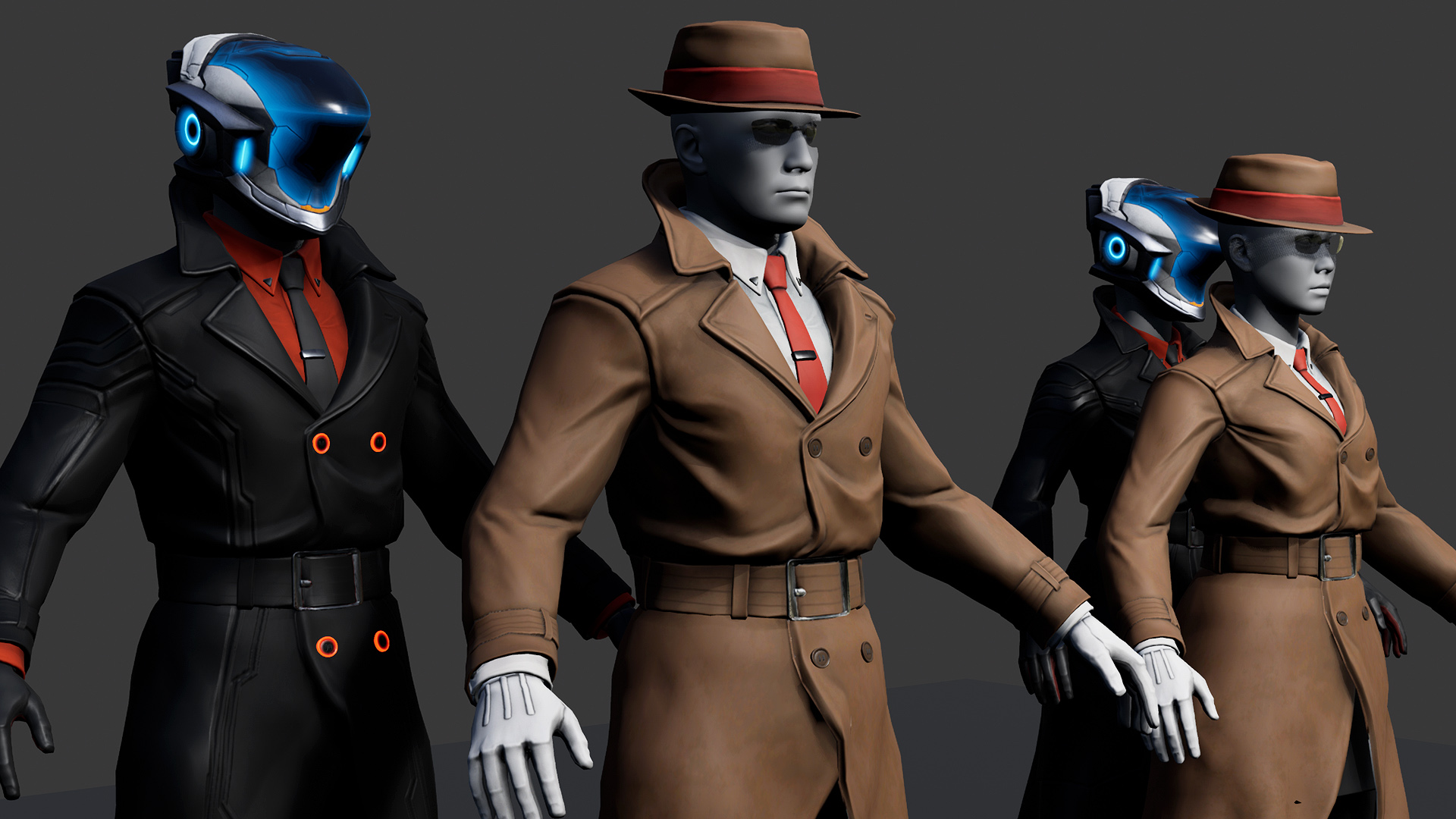 LEAKED GAME ASSETS - Noir Detective Set for Stylized Male and Female