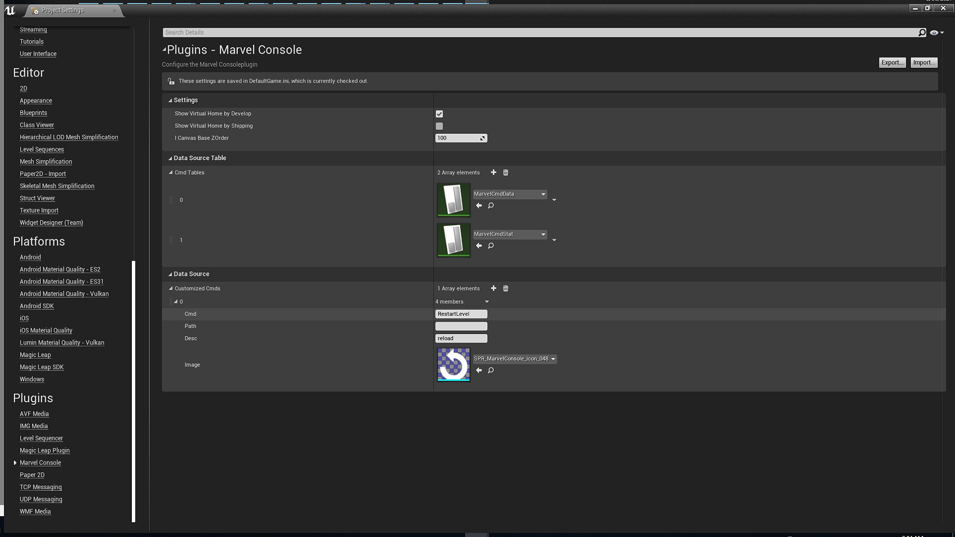 Marvel Console in Code Plugins - UE Marketplace