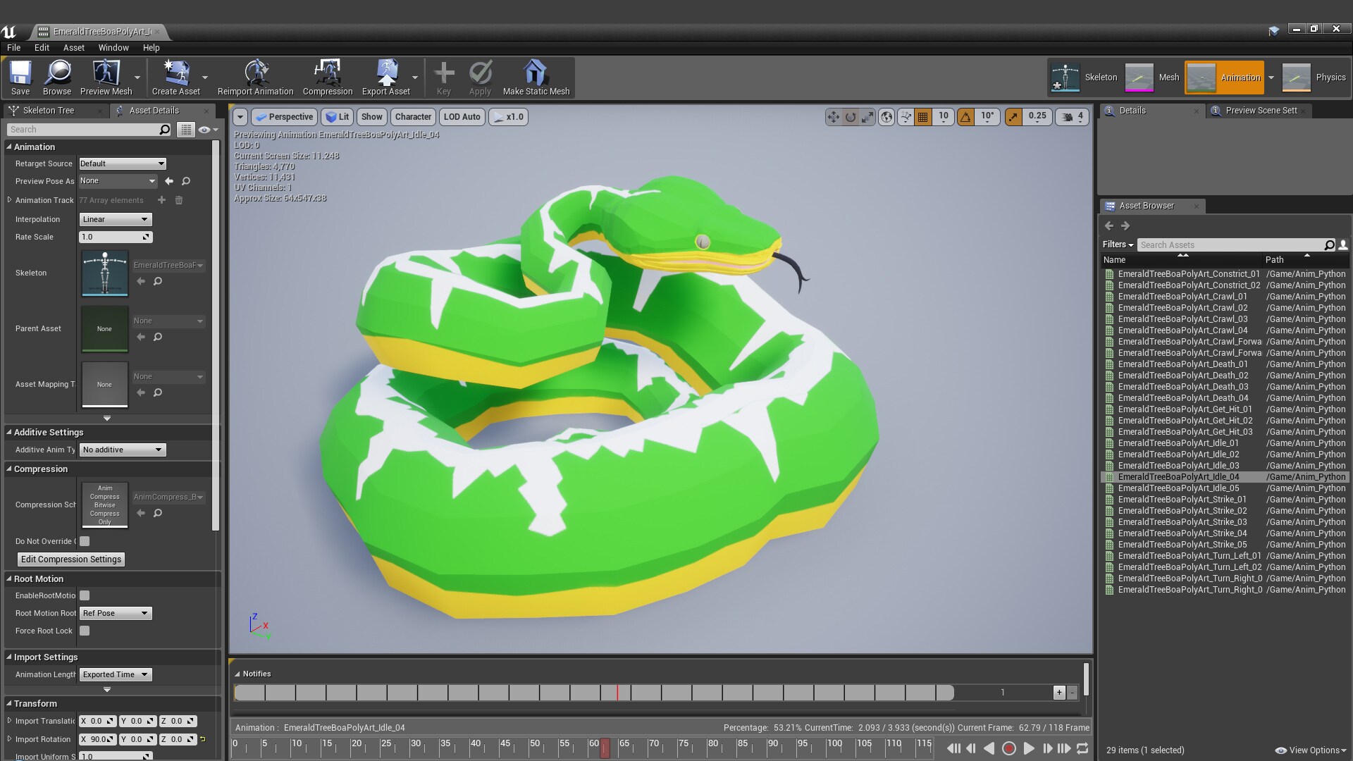 Animated Emerald Tree Boa in Characters - UE Marketplace