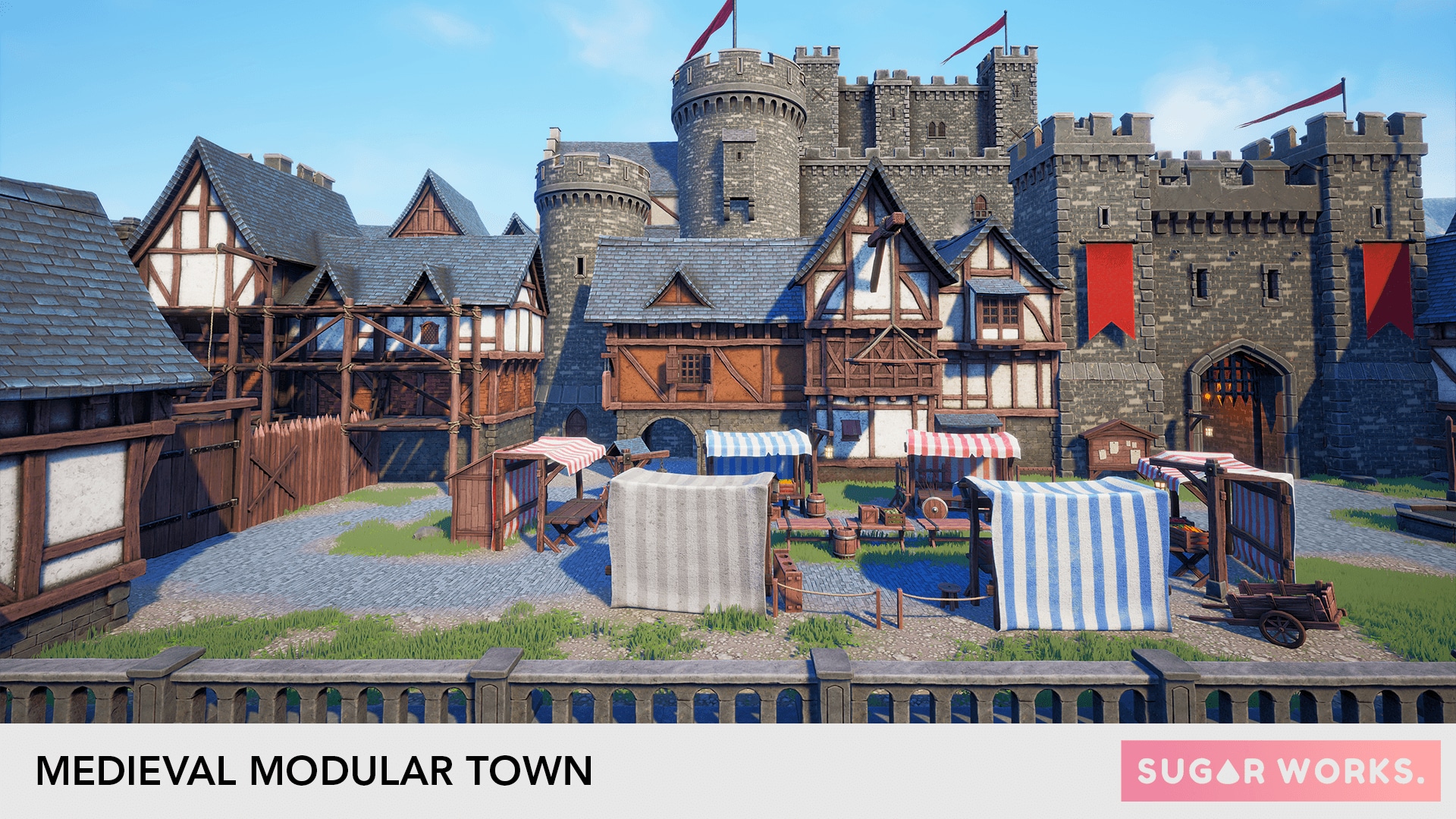 在道具创建的Modular Medieval Town - Stylized Fantasy - 虚幻引擎商城