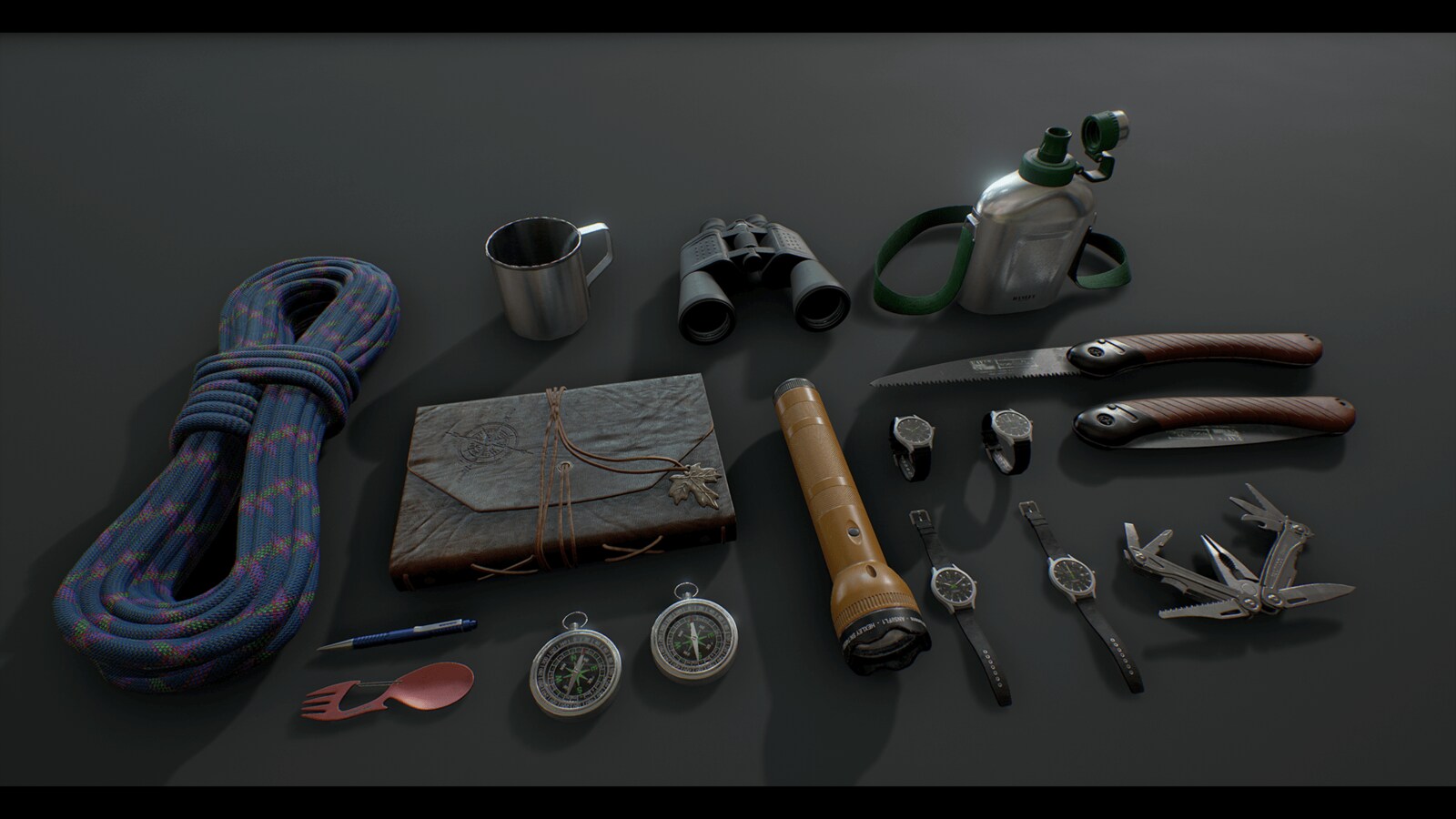 Explorers Survival Kit and Tools with Working Compass and Watch in ...