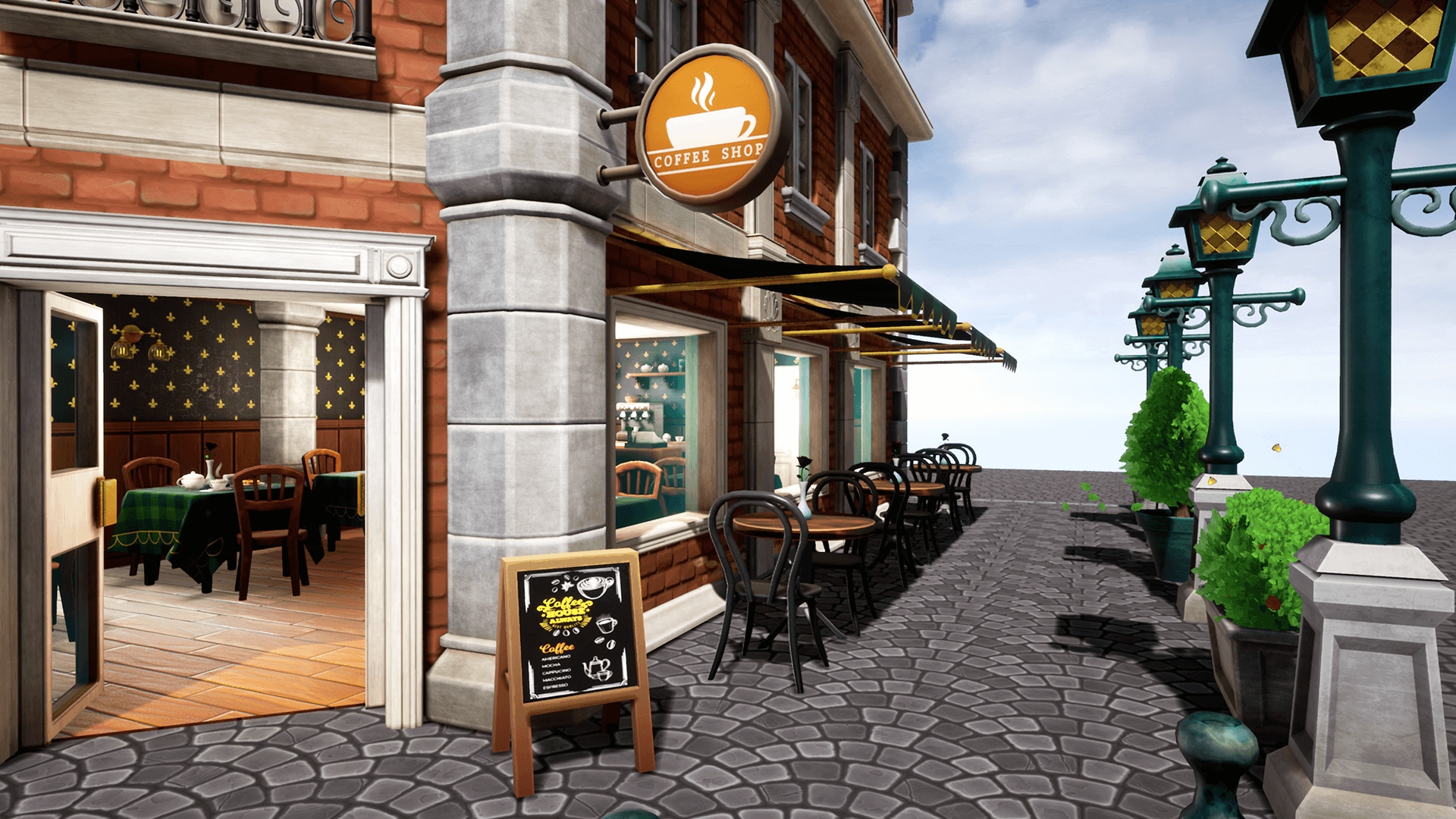 Stylized Modular Coffee Shop In Environments Ue Marketplace