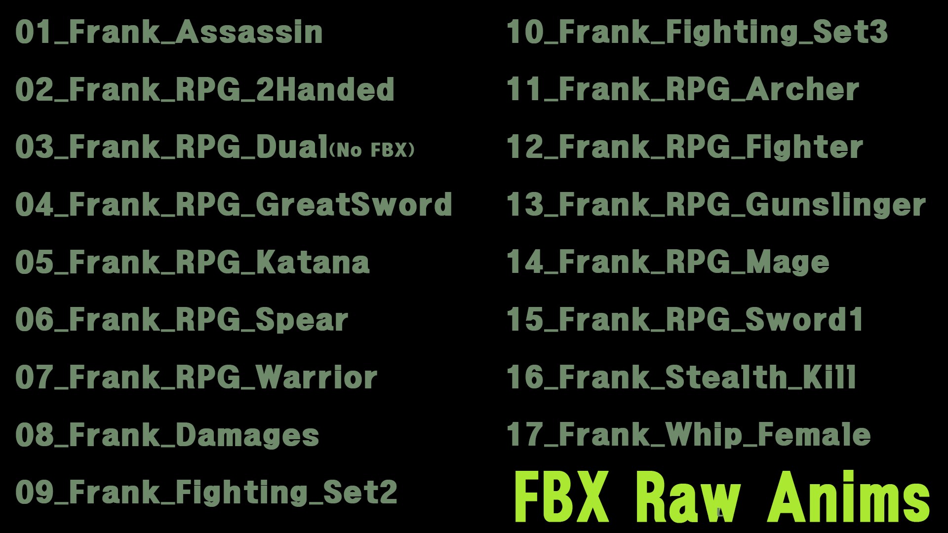 Frank Pack - 17 Asset (FBX) in Animations - UE Marketplace