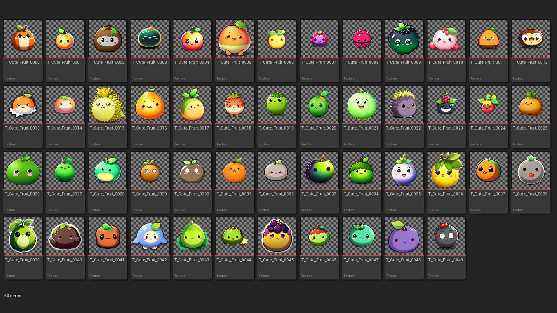 Cute Fruit Pack Vol. 1 - 50 Images in 2D Assets - UE Marketplace