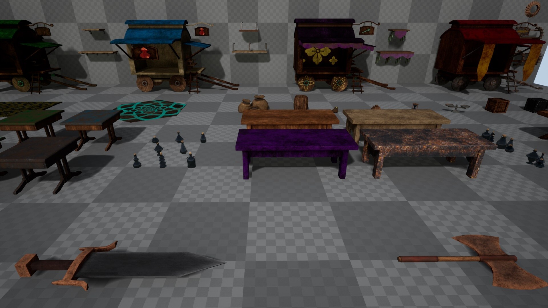 Merchant Caravans & Props Pack in Props - UE Marketplace