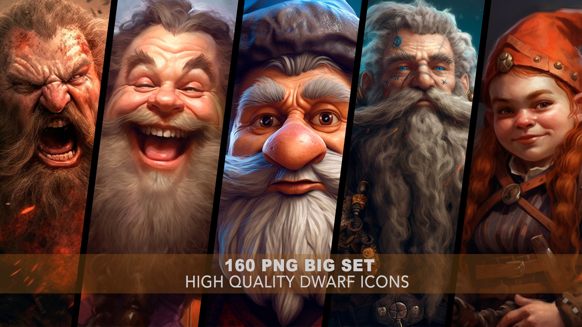 160 Dwarfs & Gnomes Avatar Icons BIG SET in 2D Assets - UE Marketplace