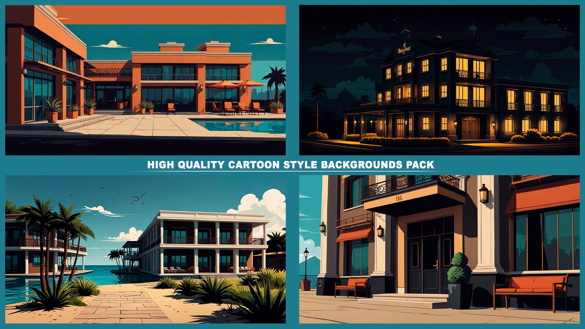 在二维资源创建的120+ HOTEL BACKGROUNDS - 虚幻引擎商城