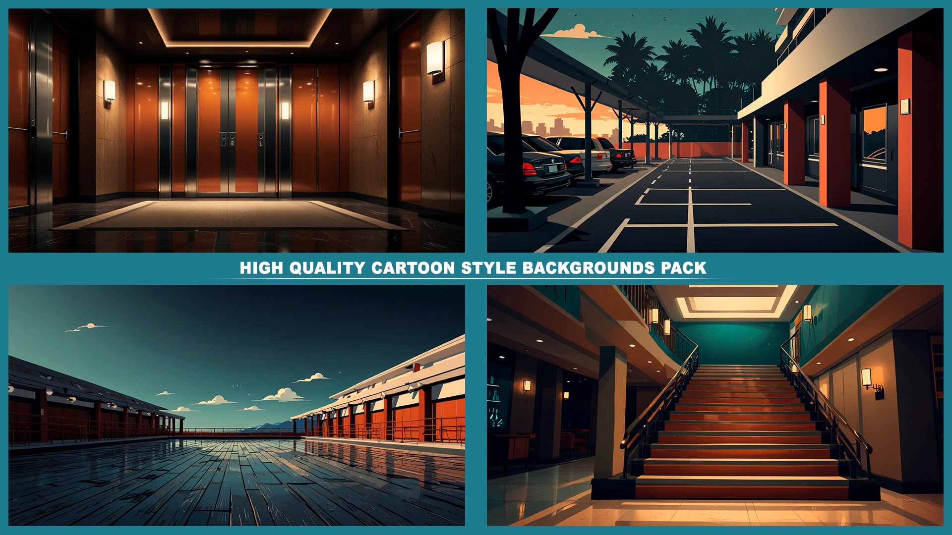 在二维资源创建的120+ HOTEL BACKGROUNDS - 虚幻引擎商城