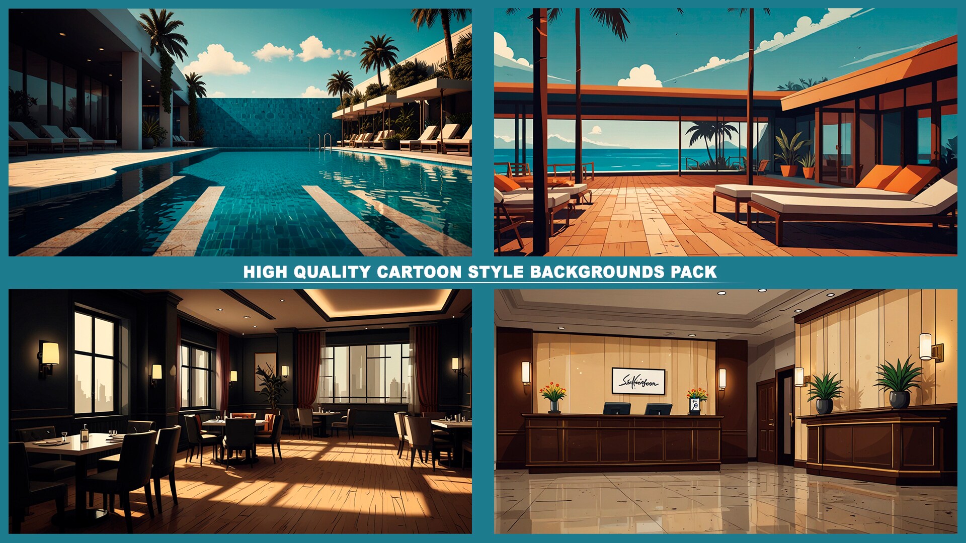 在二维资源创建的120+ HOTEL BACKGROUNDS - 虚幻引擎商城