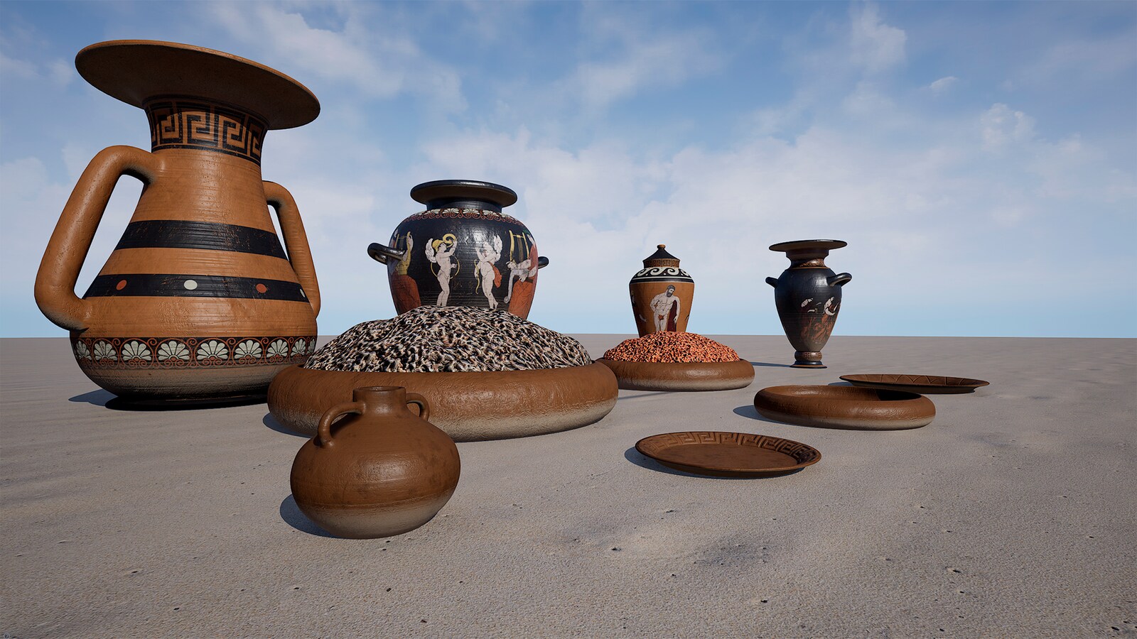 Ancient Greek Assets (Flagons and Plates) in Props - UE Marketplace