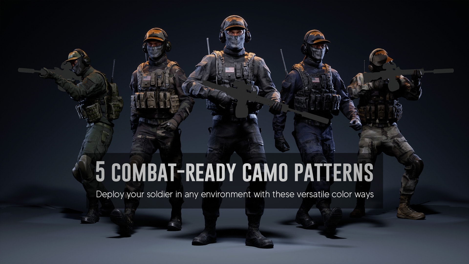 Rigged Combat-Ready Soldier Character - 5 Colors camo, Police, SWAT in ...