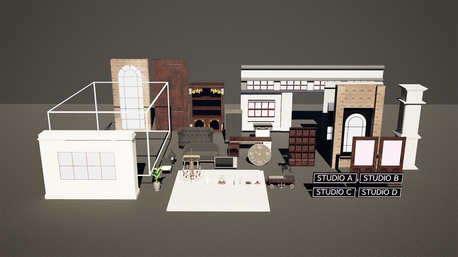 Mini virtual studio 4 different sets in Props - UE Marketplace
