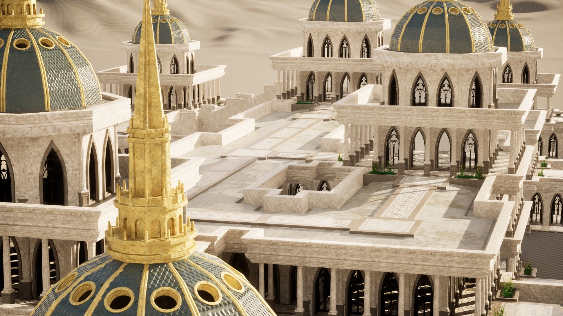 Luxury Palace: Opulent Palace with Gilded Domes and Temple Structures ...