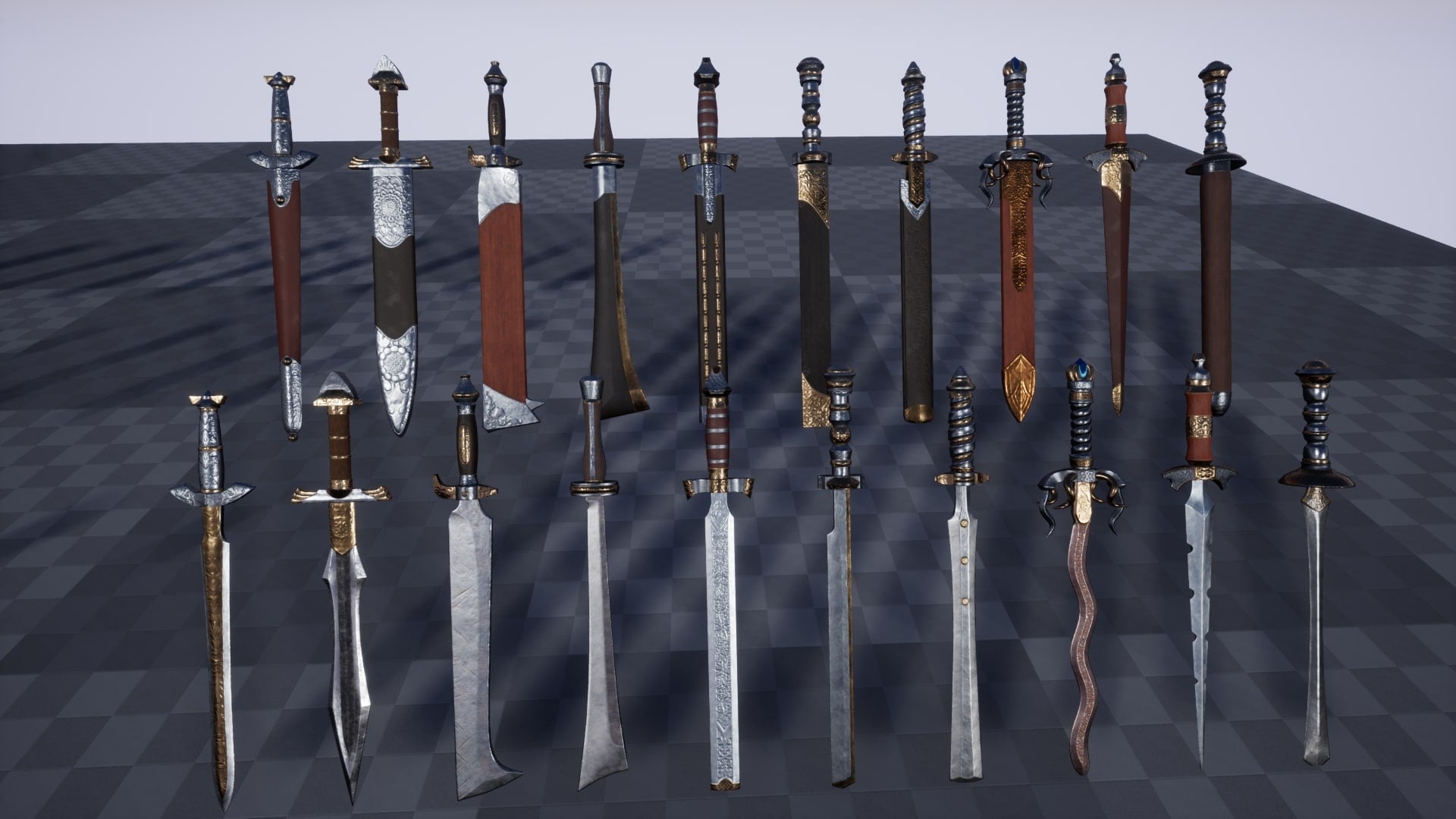 在武器创建的Modular one-handed short swords set part 3 - 虚幻引擎商城