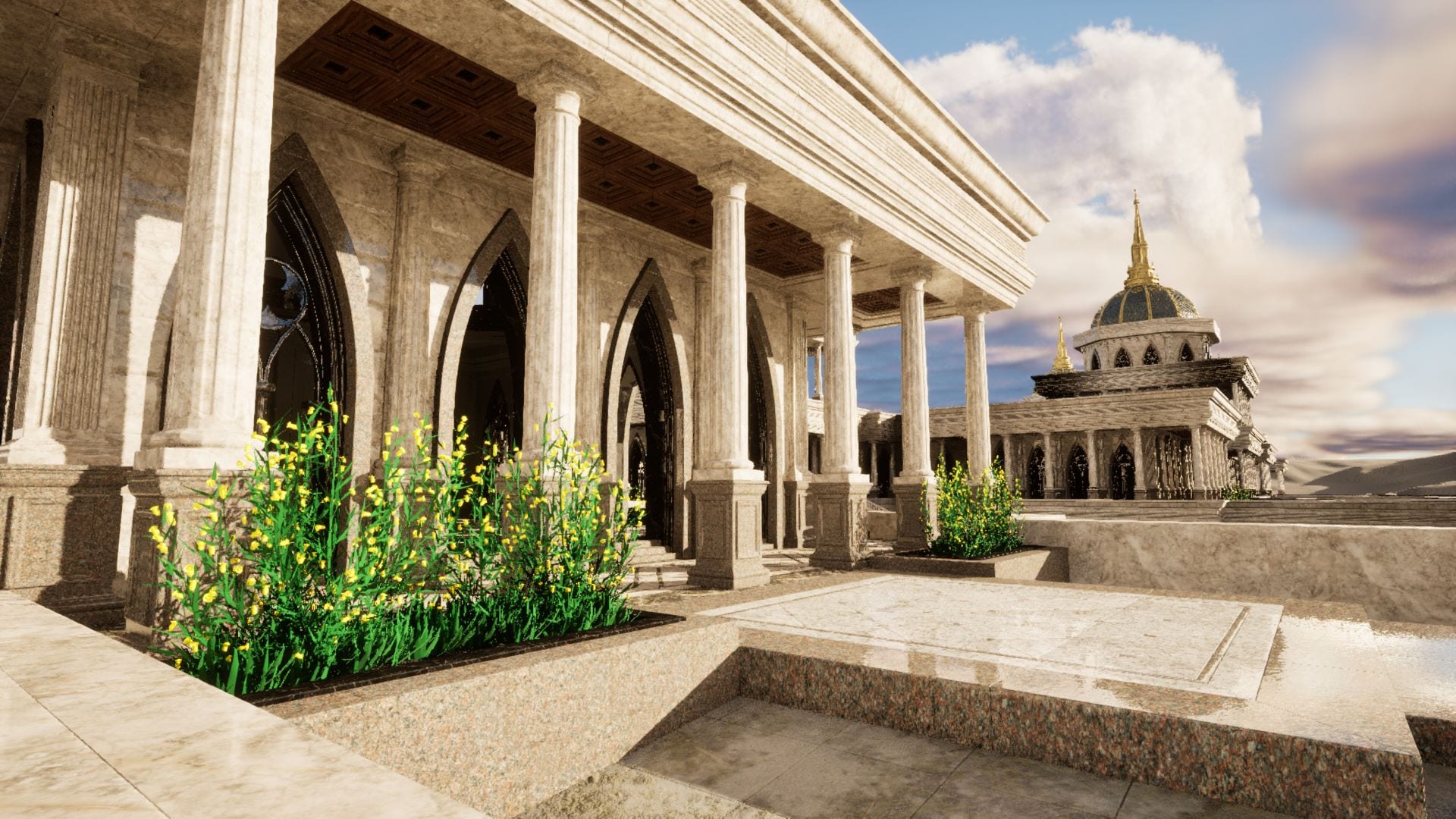 Luxury Palace: Opulent Palace with Gilded Domes and Temple Structures ...