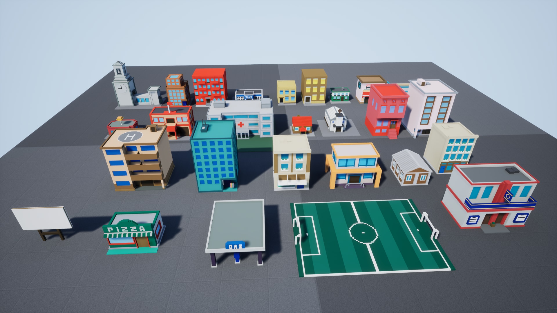 Low-Poly Voxel Buildings in Props - UE Marketplace