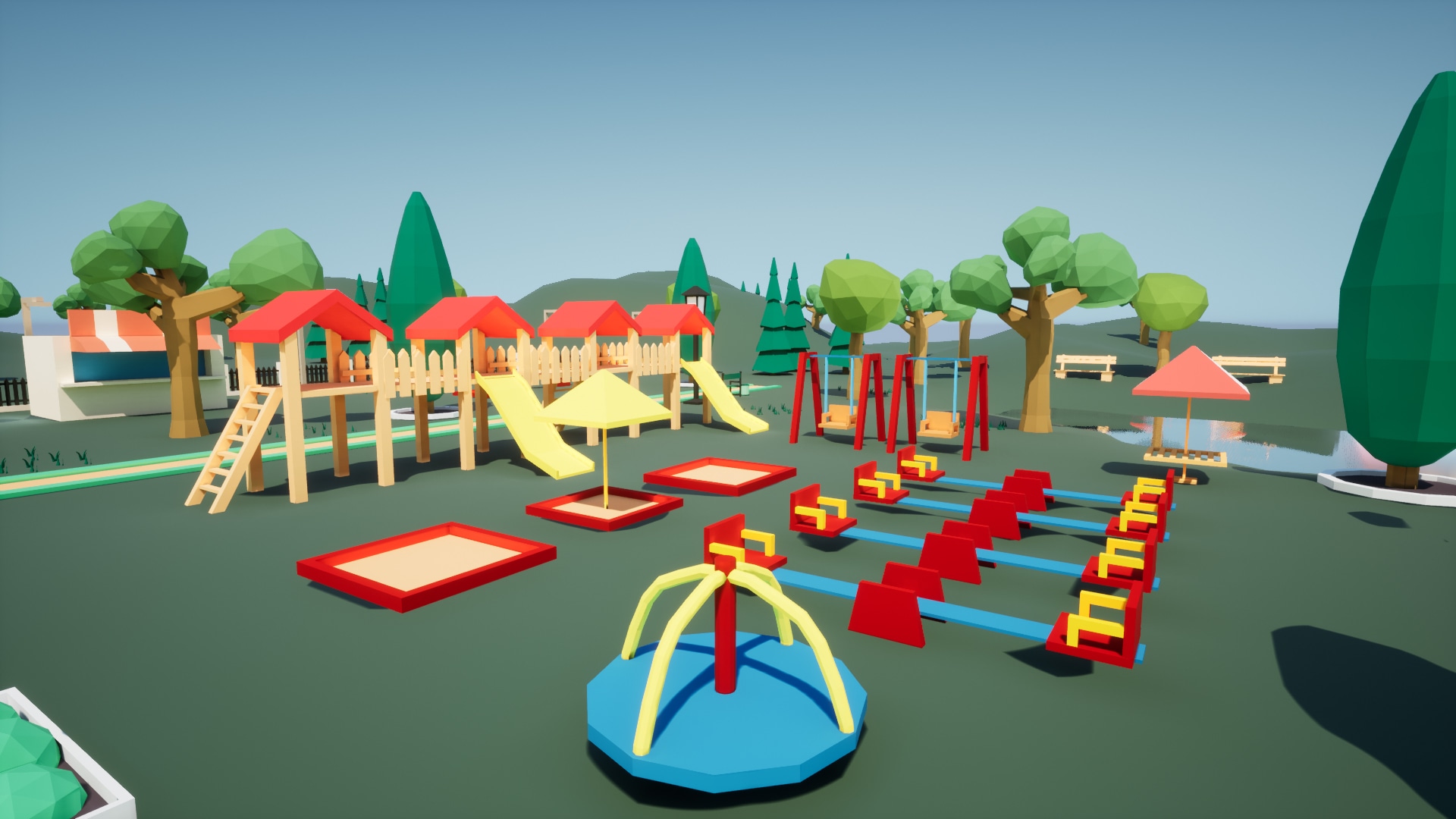 Low Poly Park in Props - UE Marketplace