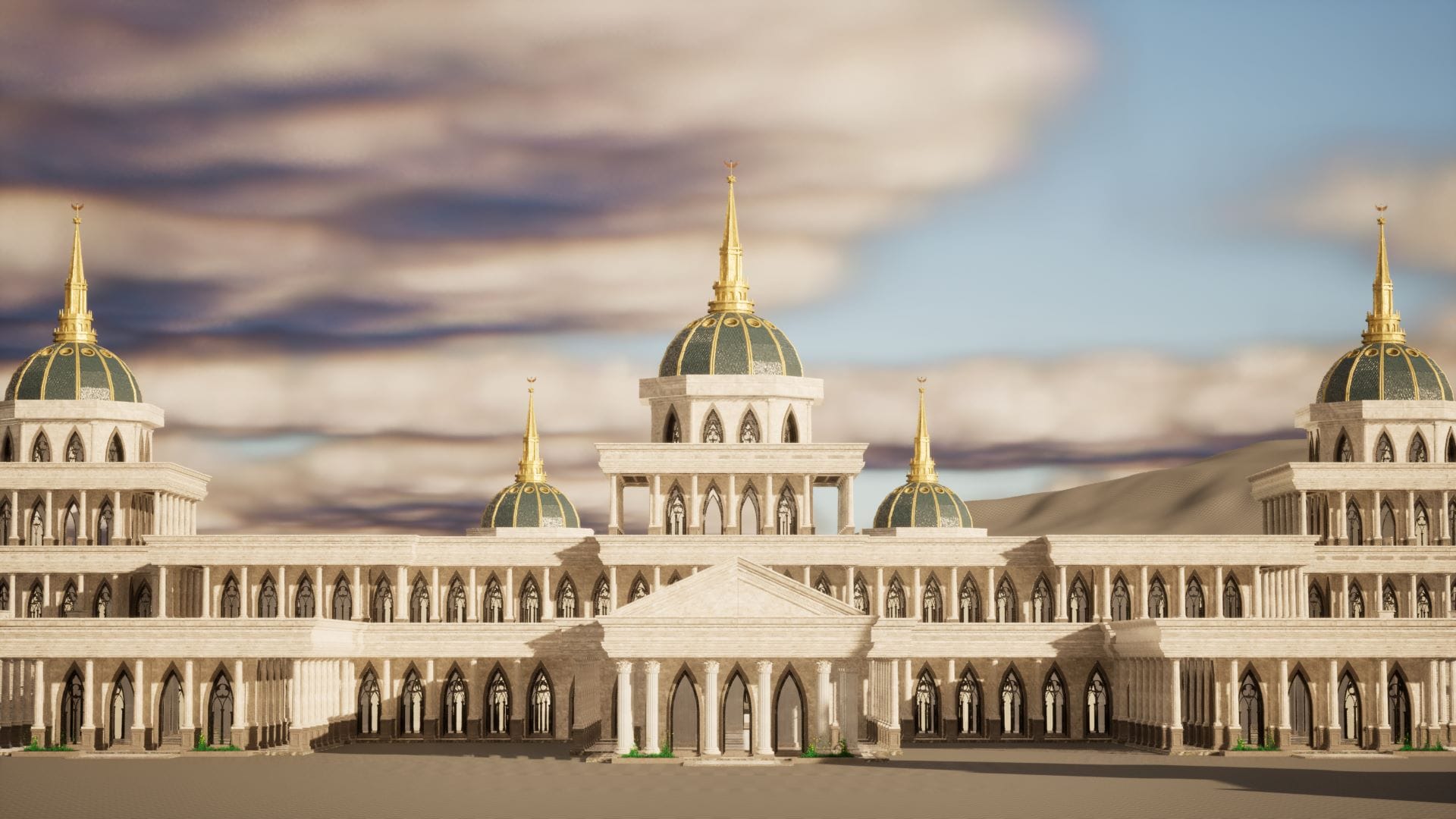 Luxury Palace: Opulent Palace with Gilded Domes and Temple Structures ...