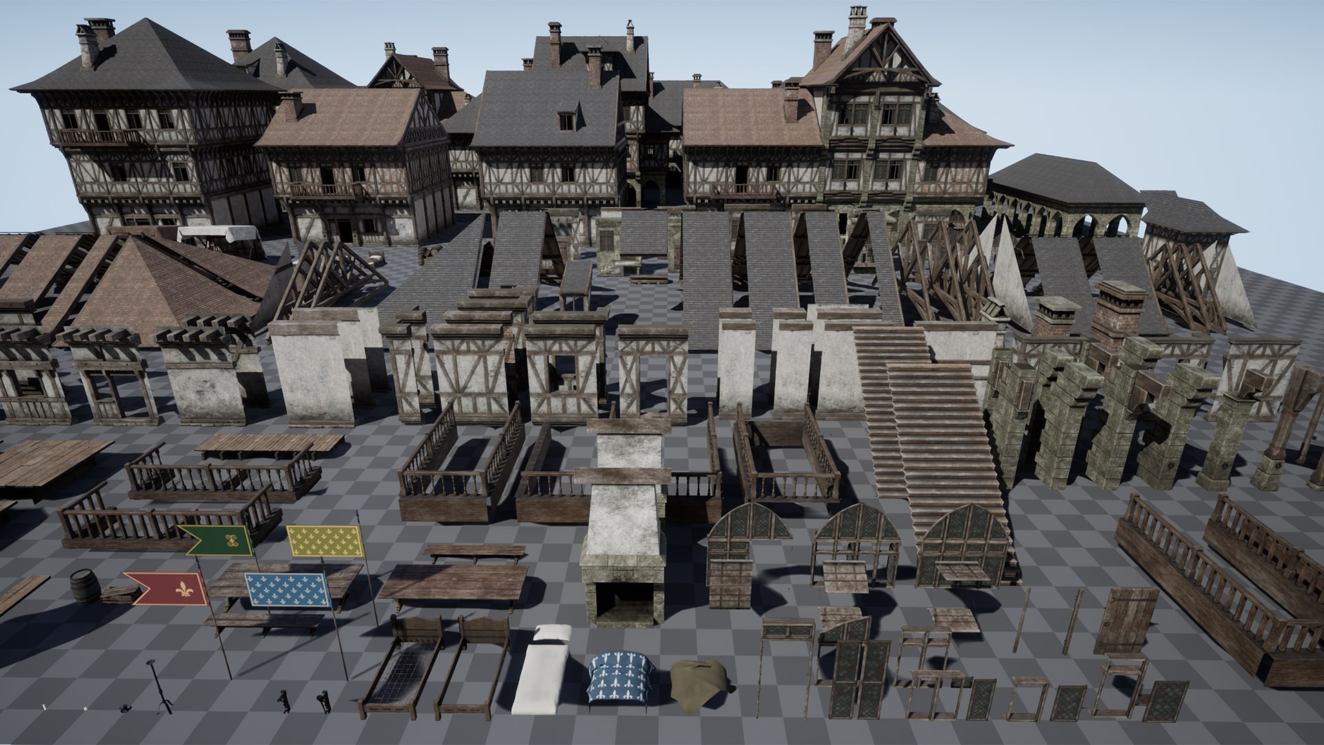 Medieval Modular Town (With Interiors) in Environments - UE Marketplace