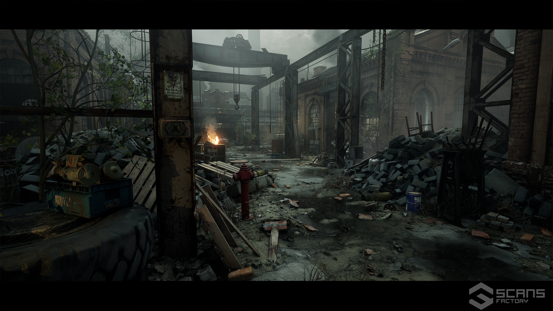 在环境创建的 Scans Industrial Abandoned Buildings Modular Environment 虚幻引擎商城