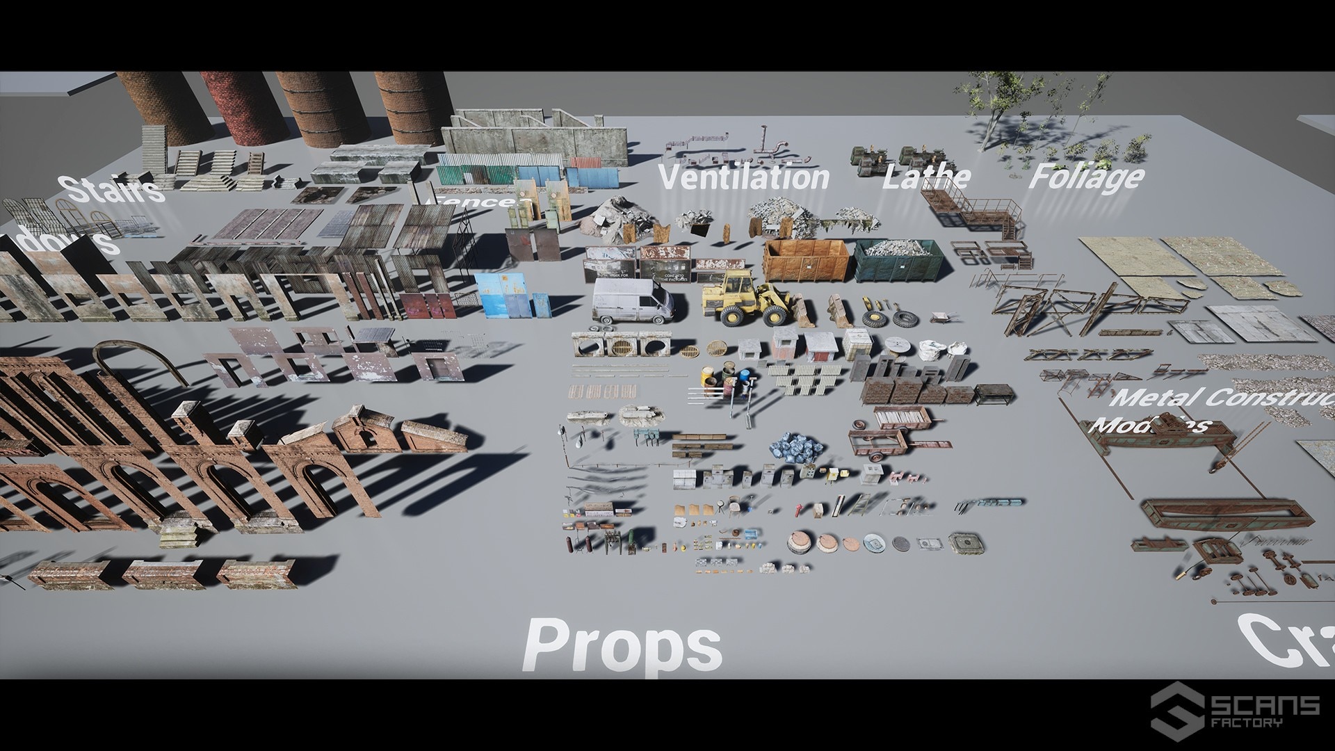 在环境创建的 Scans Industrial Abandoned Buildings Modular Environment 虚幻引擎商城