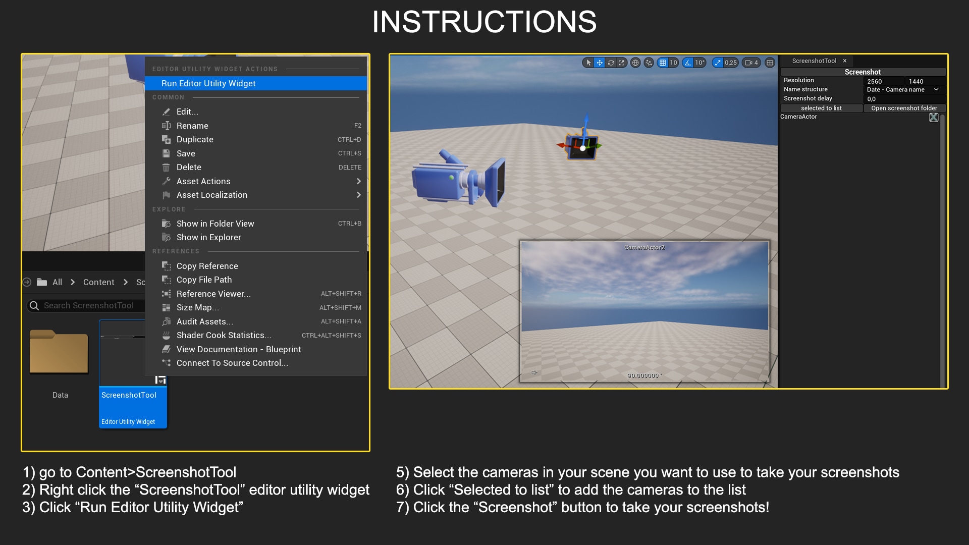 Bulk camera screenshot tool in Blueprints - UE Marketplace