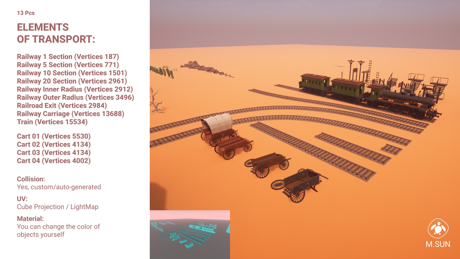 在道具创建的Asset pack Wild West. Over 140 models. Collisions are enabled ...