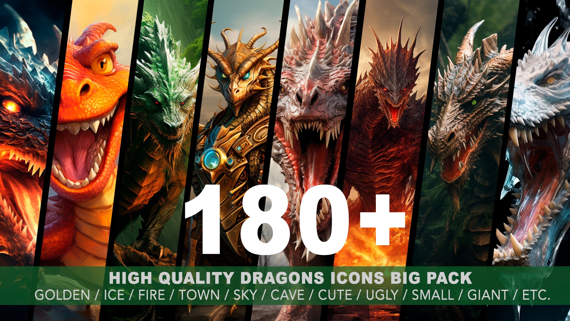 180+ Dragons Avatar Icons BIG SET in 2D Assets - UE Marketplace