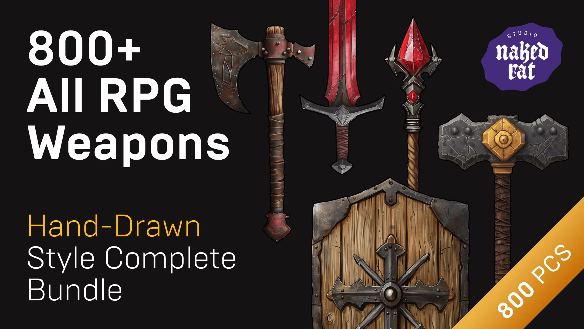 在二维资源创建的All RPG Weapons Bundle: Hammers, Hatches, Axes, Swords, Maces ...