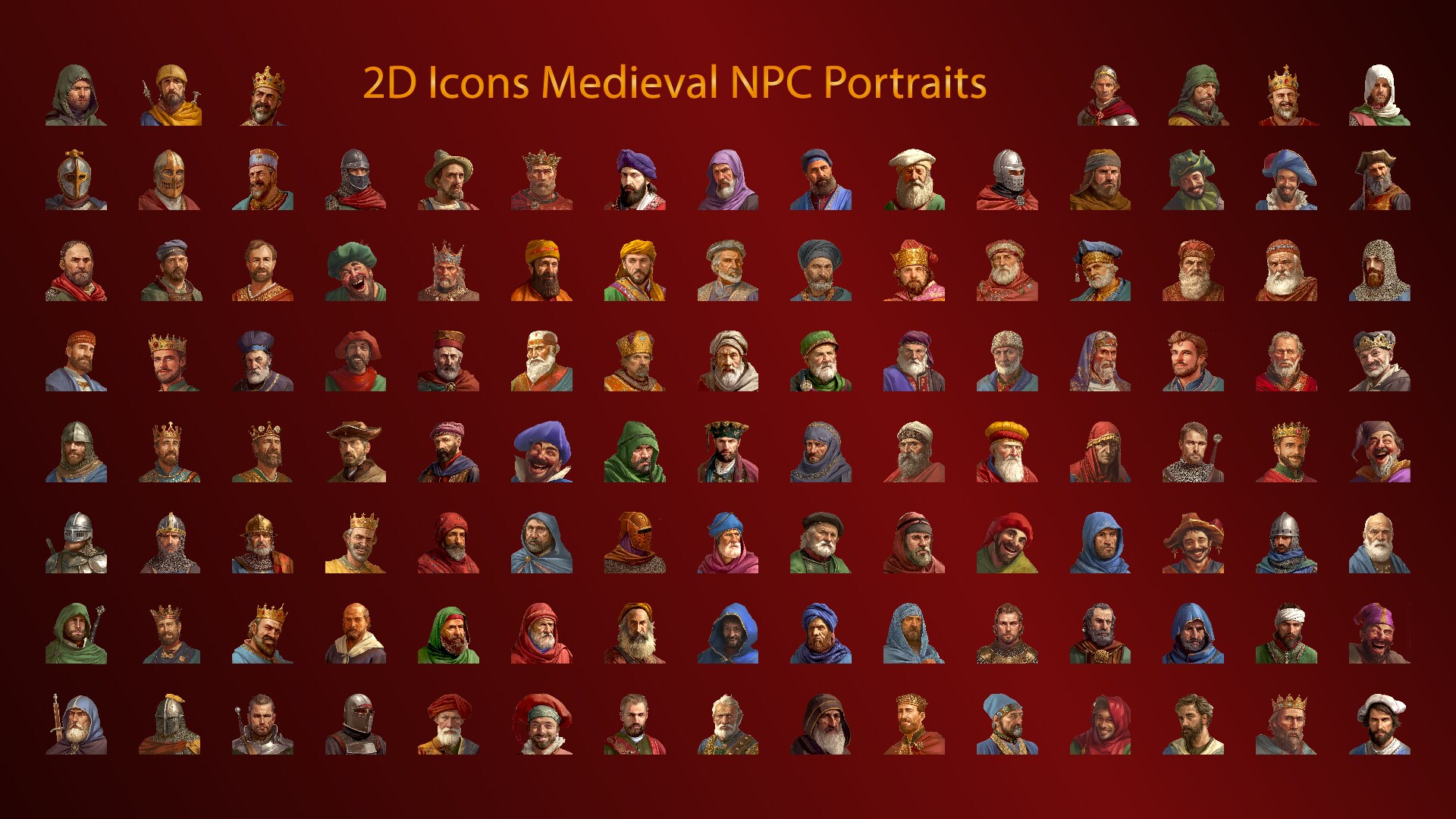 Medieval NPC Portraits - 219 Unique 2D Characters in 2D Assets - UE ...