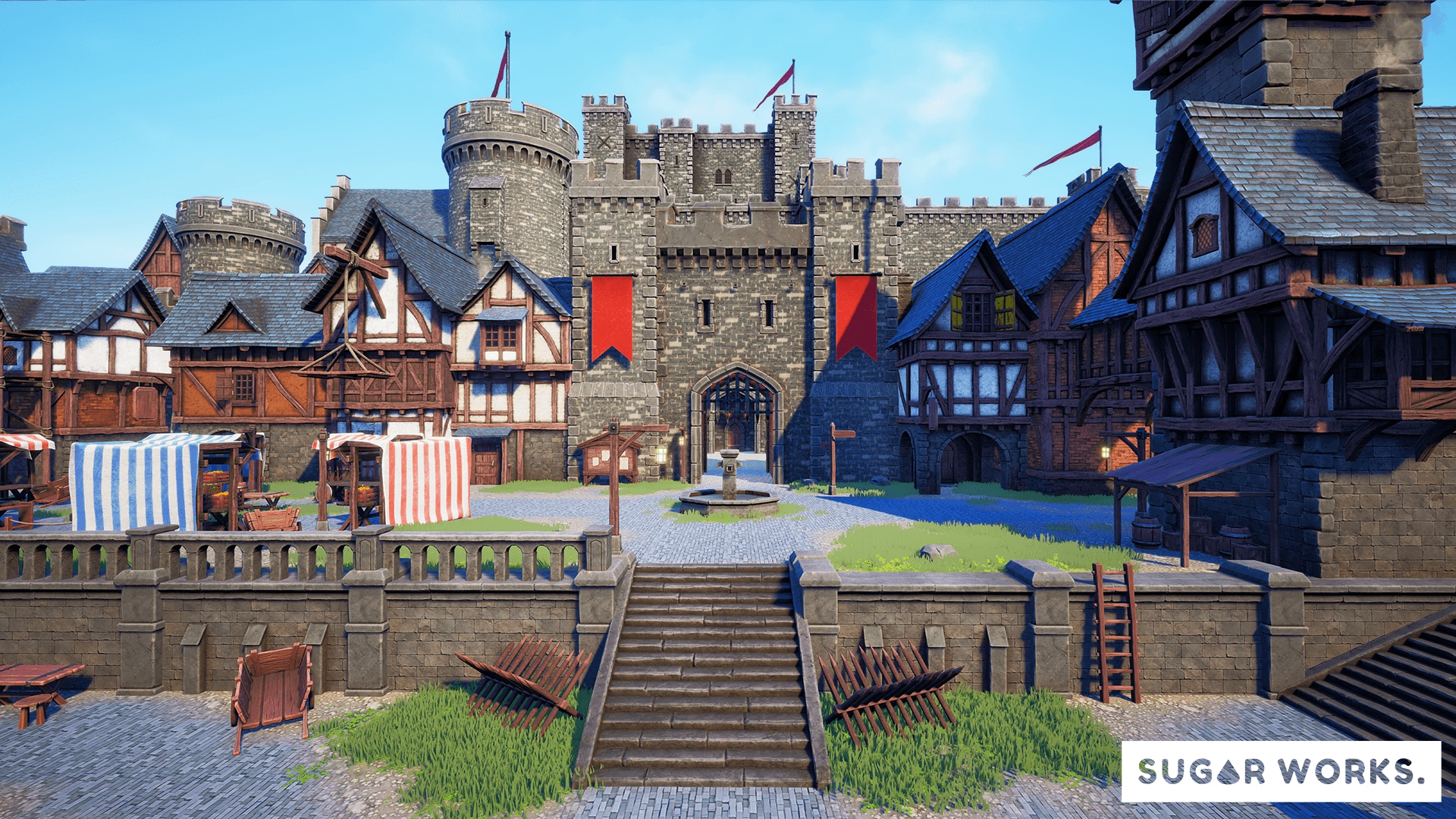 在道具创建的Modular Medieval Town - Stylized Fantasy - 虚幻引擎商城
