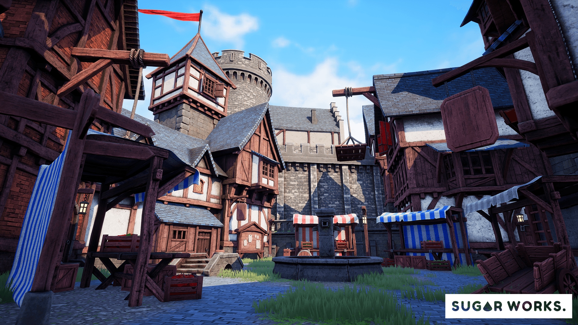 在道具创建的Modular Medieval Town - Stylized Fantasy - 虚幻引擎商城