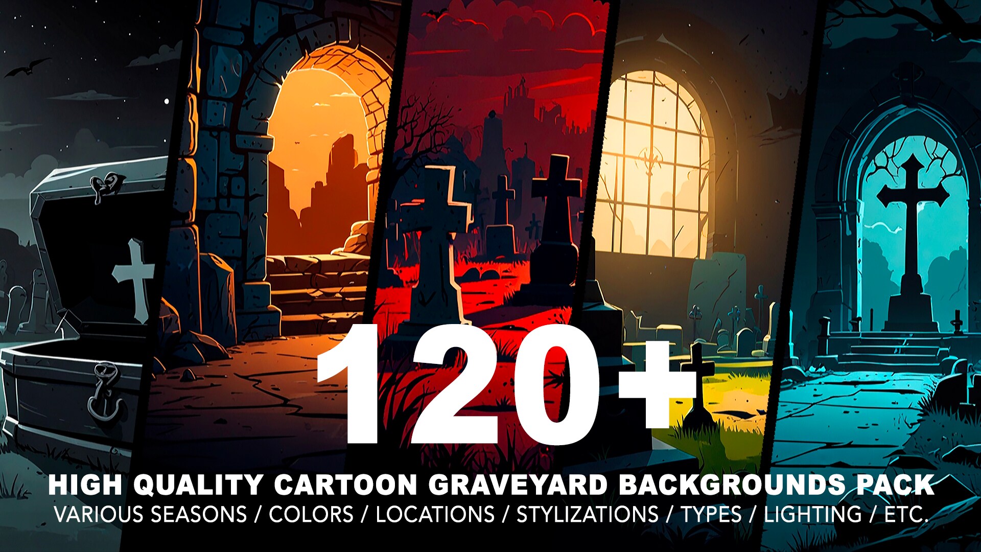 120+ GRAVEYARD BACKGROUNDS, 카테고리 2D 애셋 - UE 마켓플레이스