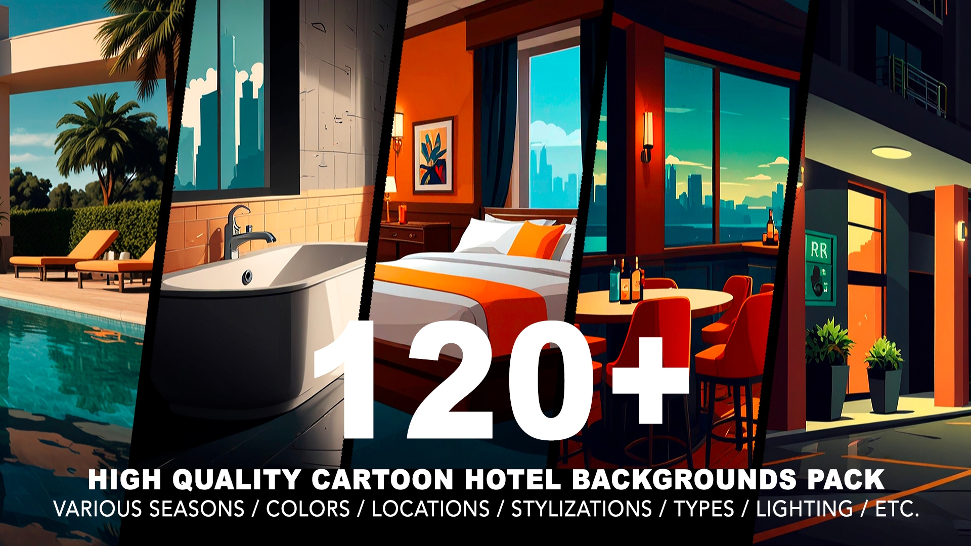 在二维资源创建的120+ HOTEL BACKGROUNDS - 虚幻引擎商城