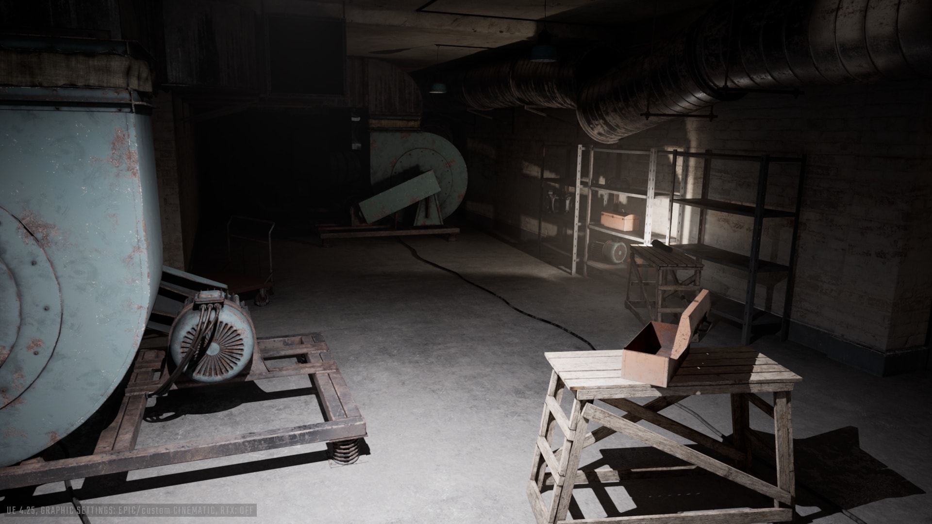 Horror Industrial Basement Hallways with Modular Ventilation in ...