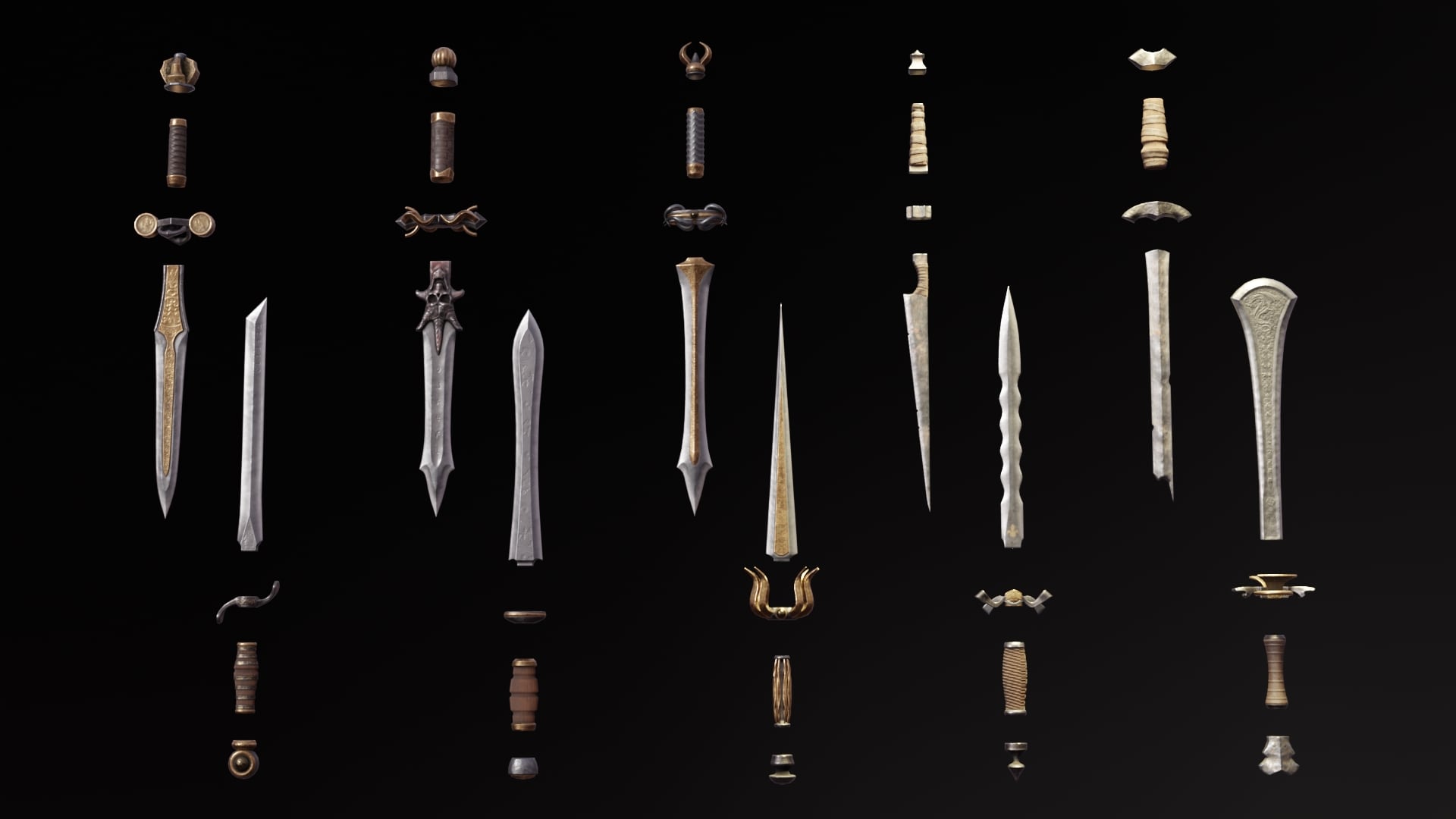 Modular one-handed short swords set part 1, 카테고리 무기 - UE 마켓플레이스