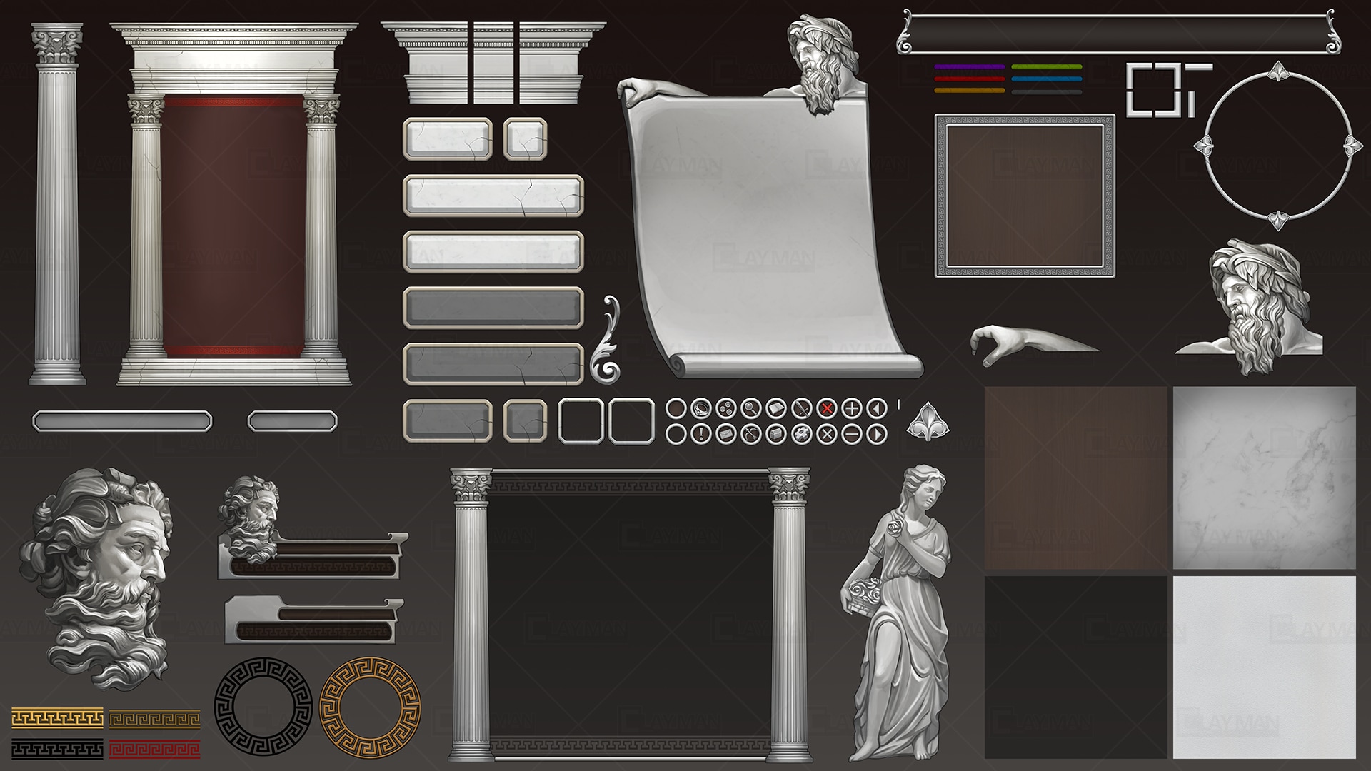 Ancient Greek UI in 2D Assets - UE Marketplace