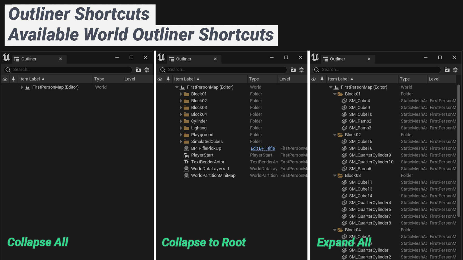 Outliner Shortcuts