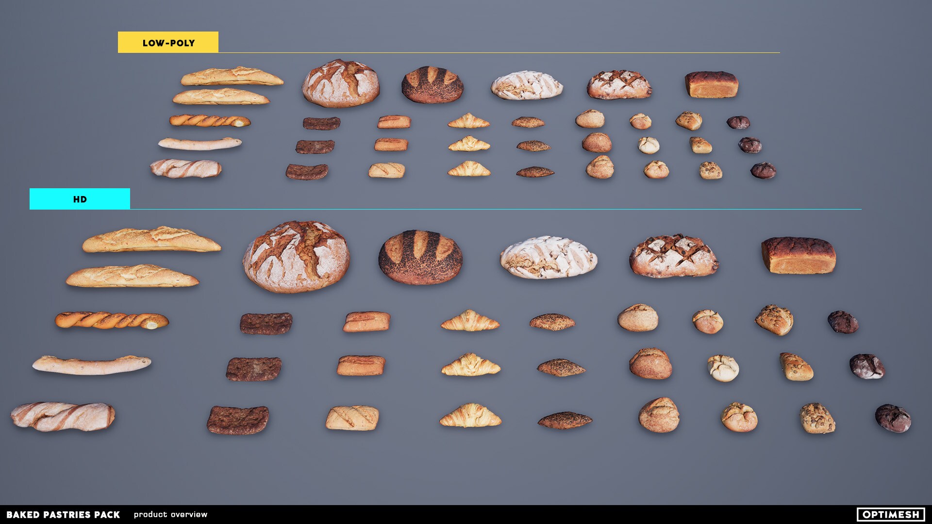 Breads, Rolls, Buns and Baguettes Food Pack in Props - UE Marketplace