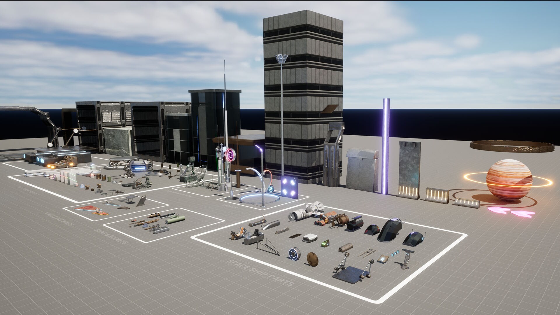 Sci Fi Galactic Space Base & Modular Space Ships：環境 - UE マーケットプレイス