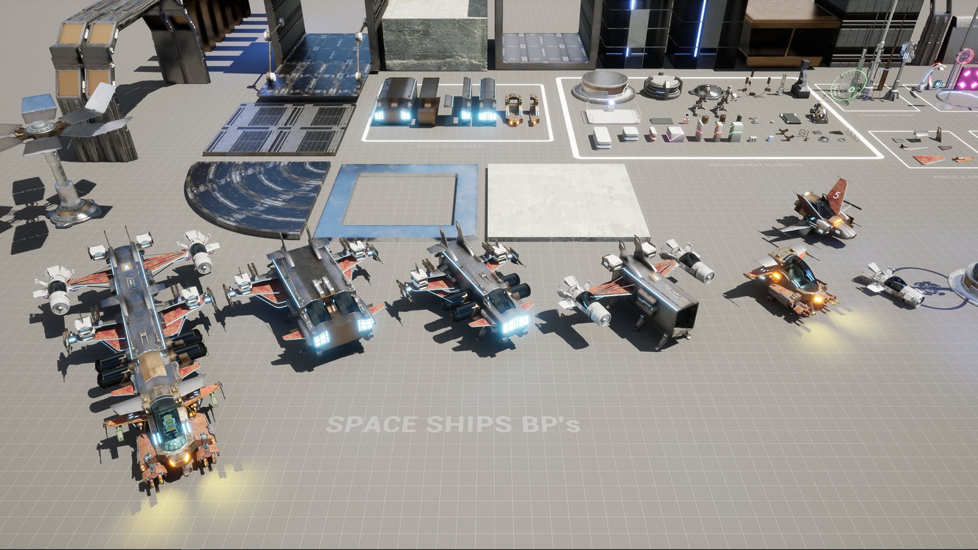 在环境创建的sci Fi Galactic Space Base And Modular Space Ships 虚幻引擎商城